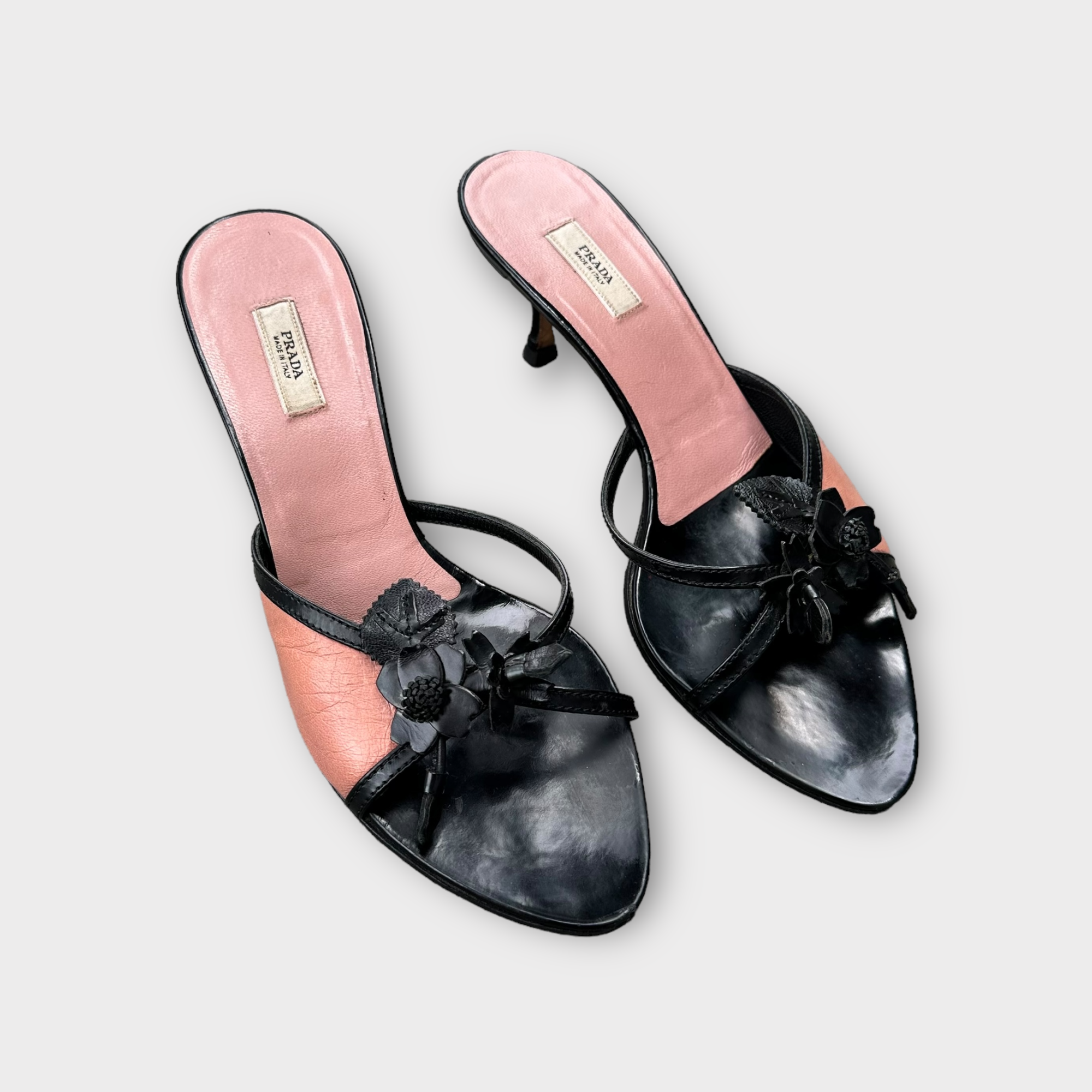 prada 2000s pink floral kitten heels – hachi archive