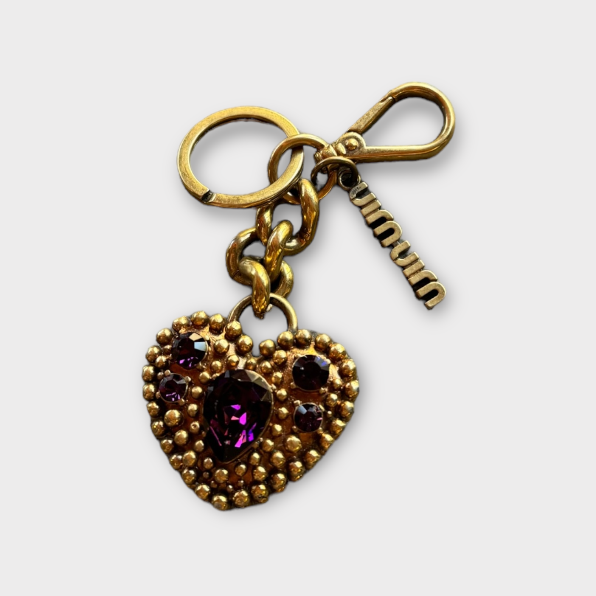 miu miu 2000s gold heart keychain – hachi archive
